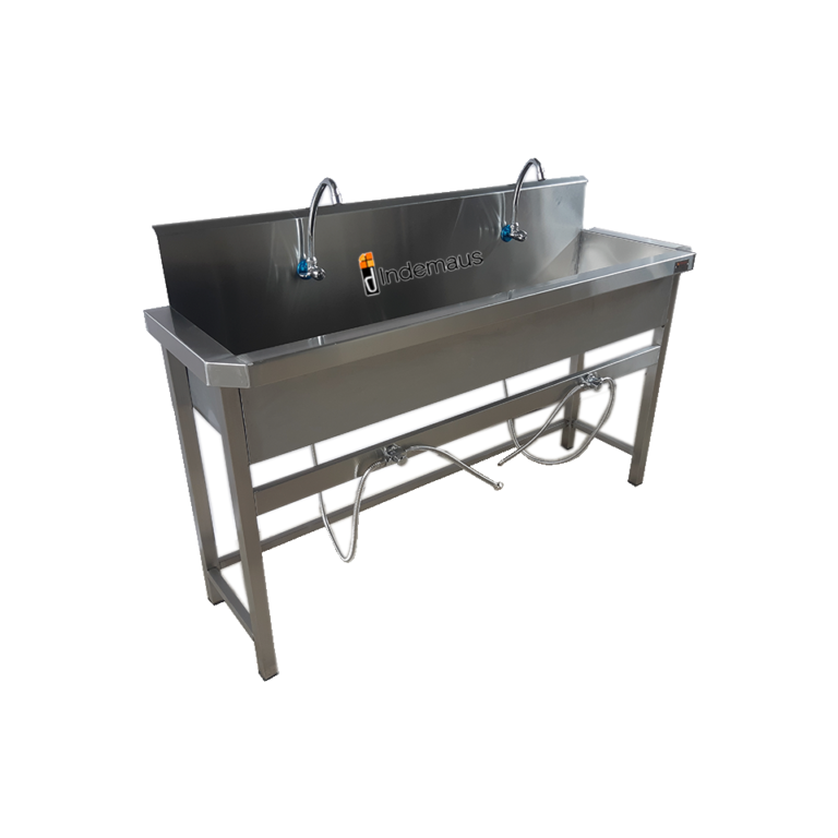 Lavamanos Industrial En Acero Inoxidable Con Pulsador En Rodilla | INDEMAUS