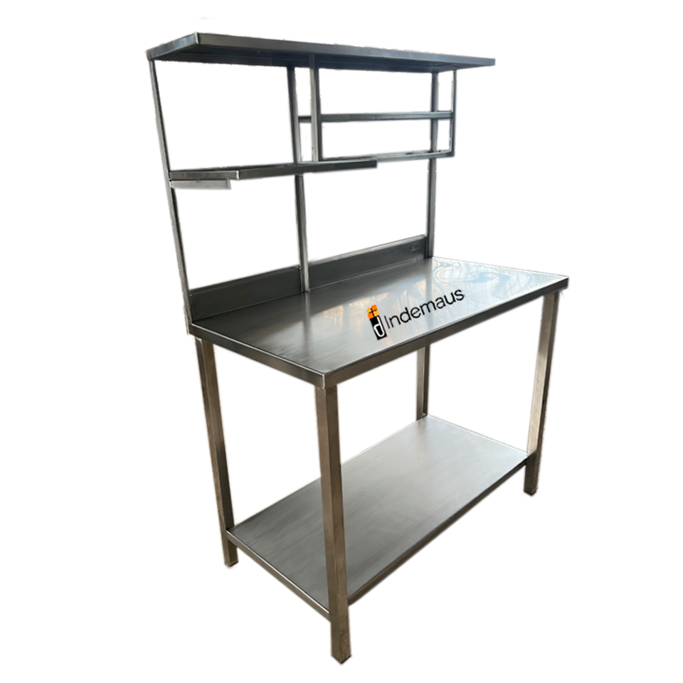 Mesa Tipo Chef Con Repisas Superiores En Acero Inoxidable | INDEMAUS